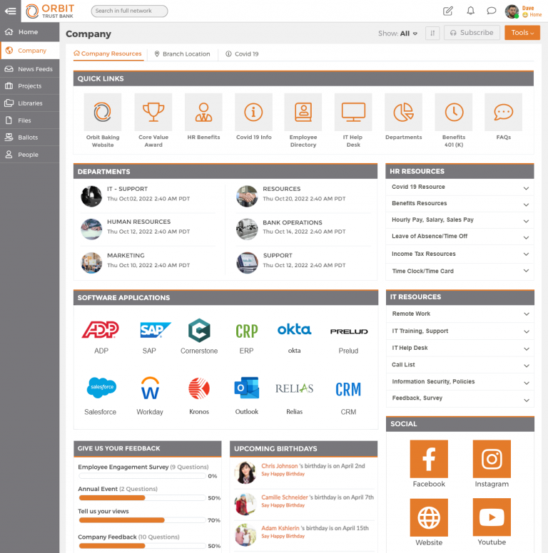 16 Intranet Design examples to Inspire Your Work Hub - MangoApps Blog